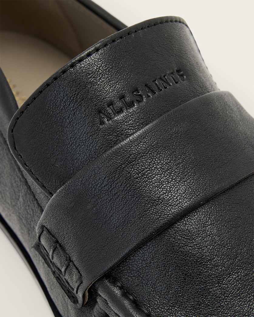 Julie Studded Leather Loafers Black | ALLSAINTS